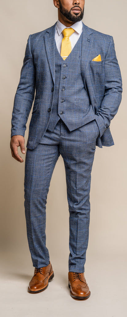 BLUE CHECK 3 PIECE PHANTOM SUIT – Michael Leigh Menswear
